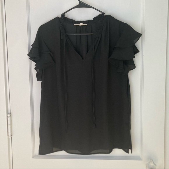 fun 2 fun | Tops | Fun 2 Fun Sheer Black Statement Sleeve Blouse Size L ...